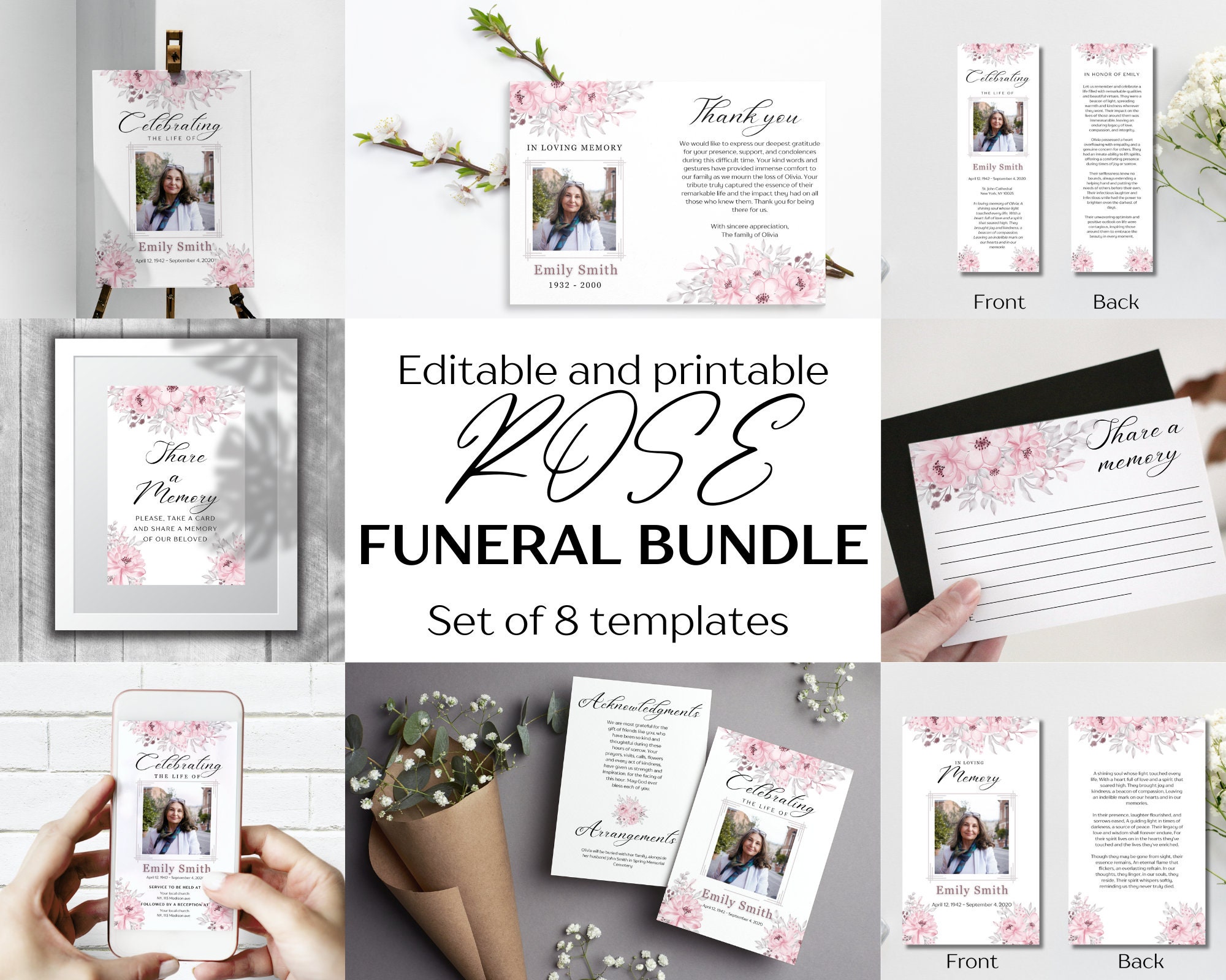 Editable Funeral Bundle, Celebration of Life Decorations Bundle Funeral ...