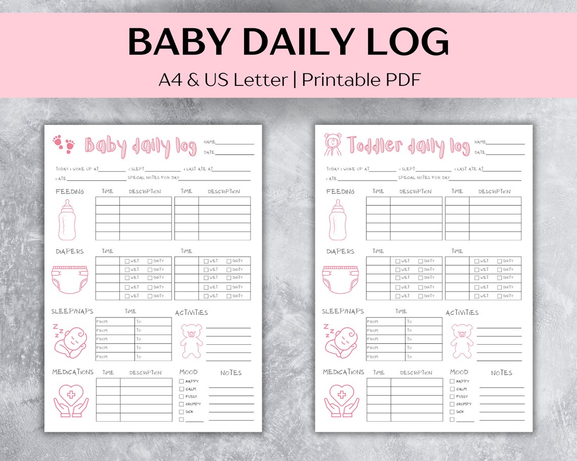 Infant Daily Report, Baby Daily Log, Caregiver Log, Daycare Daily ...