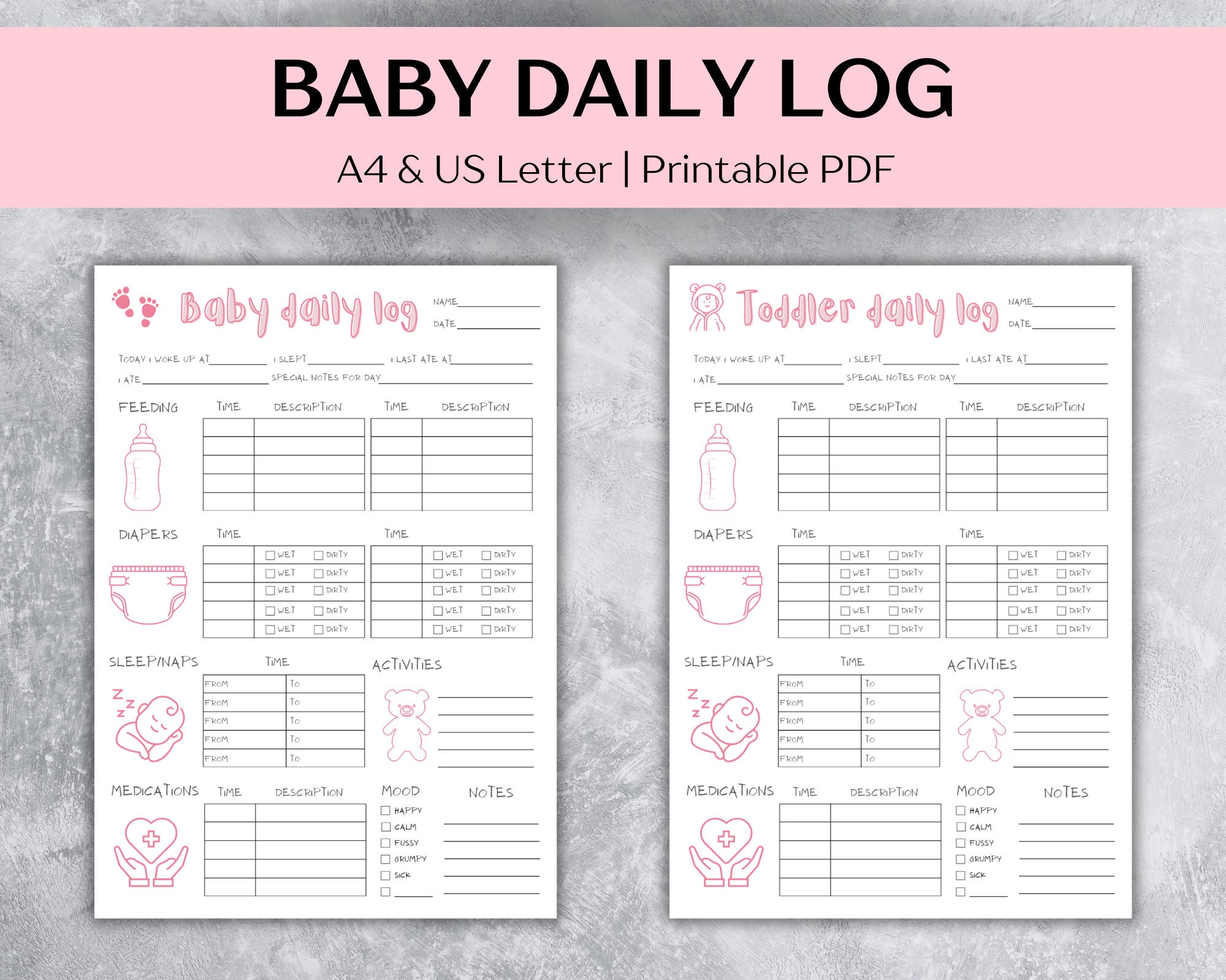 Infant Daily Report, Baby Daily Log, Caregiver Log, Daycare Daily ...