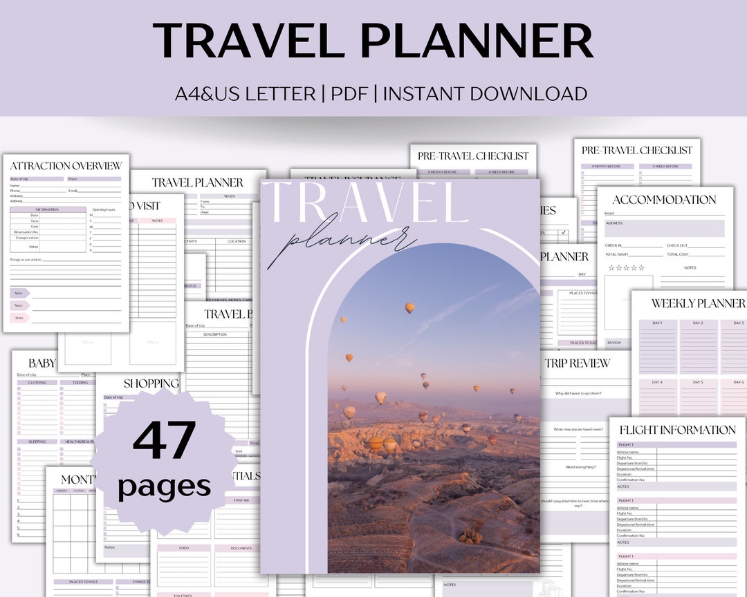 Printable Travel Journal, Travel Itinerary Template, Travel Planner ...