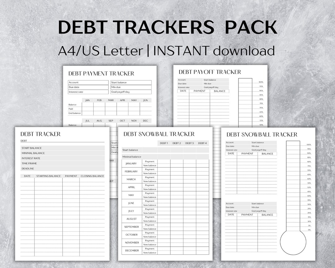 Debt Payoff Tracker Printable, List of Debt, Debt Snowball Tracker ...