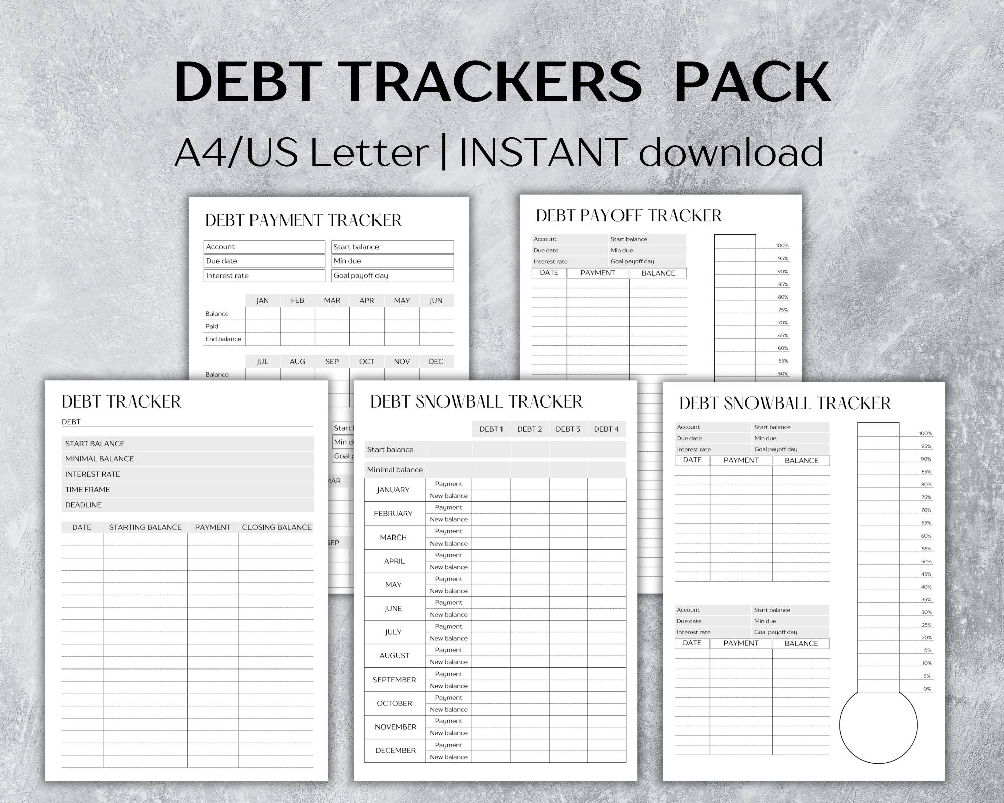 Debt Payoff Tracker Printable, List of Debt, Debt Snowball Tracker ...