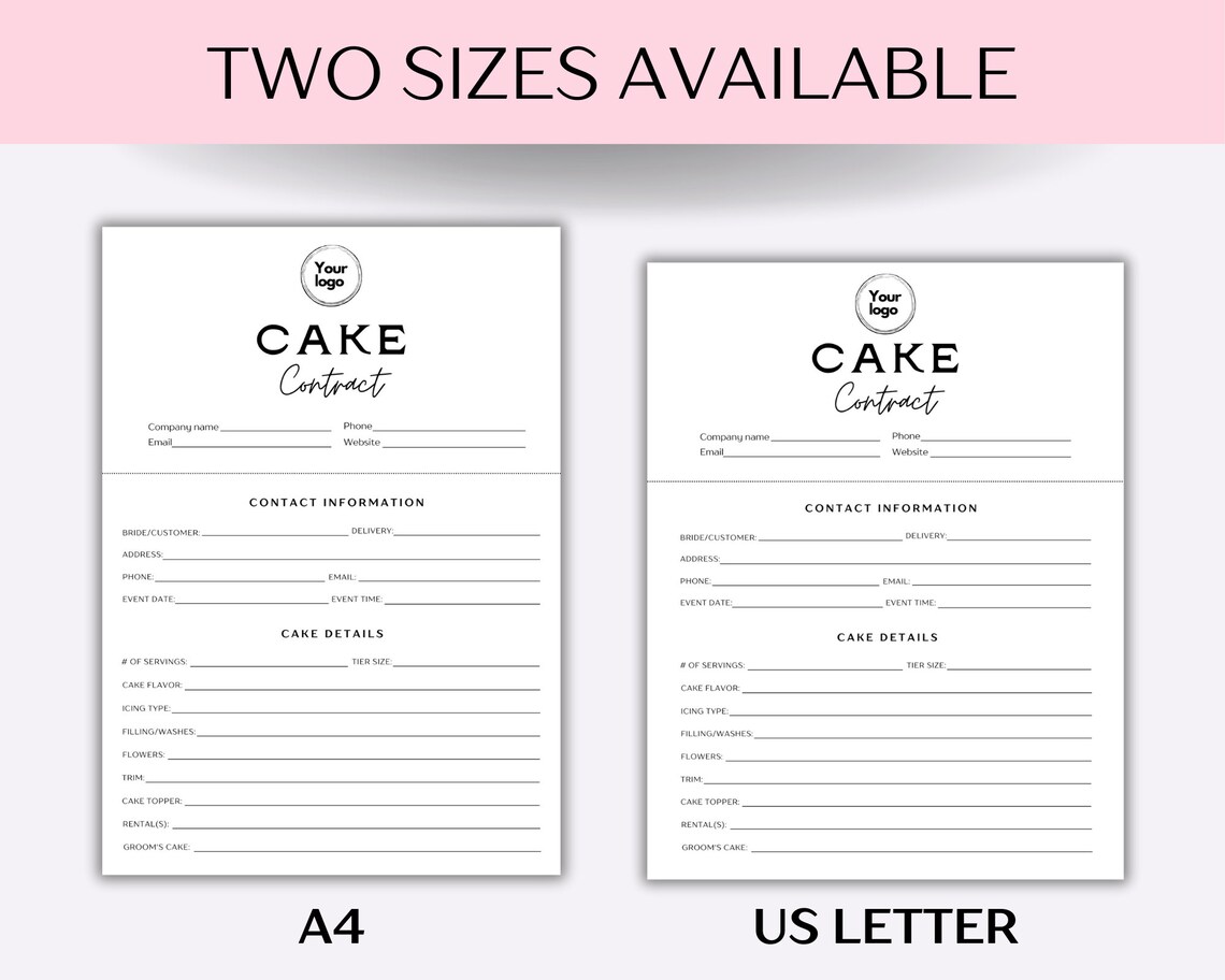 Wedding Cake Contract and Invoice Template, Cake Catering Agreement - Etsy