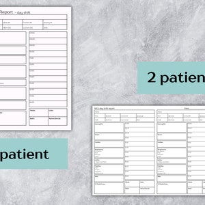 NICU Nurse Report Sheet Pack: 1, 2, 3, 4 Patient, Day/night Shift ...
