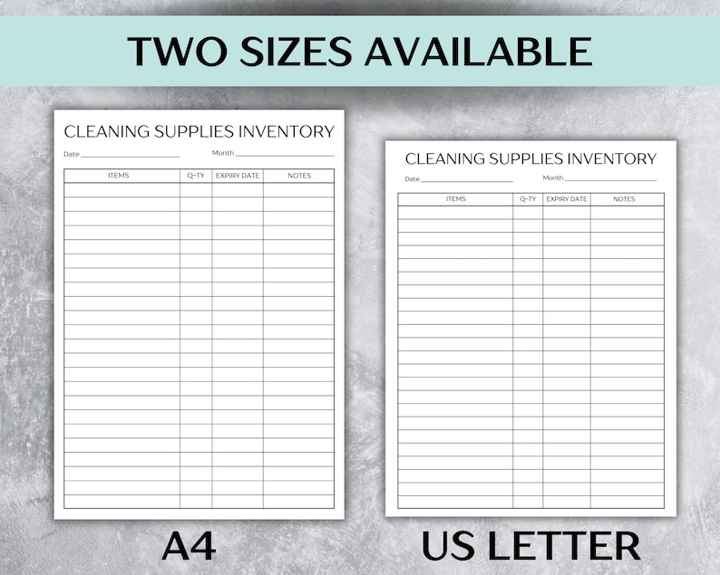 Printable Cleaning Inventory Tracker, Cleaning List, Cleaning Business ...