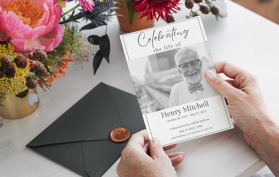Funeral Program Template for Man Obituary Template Memorial - Etsy