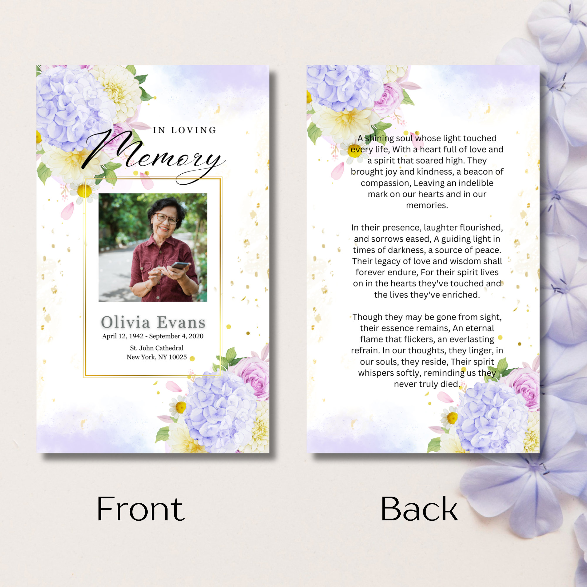 Funeral Prayer Card Template, Memorial Card, Funeral Memory Cards ...