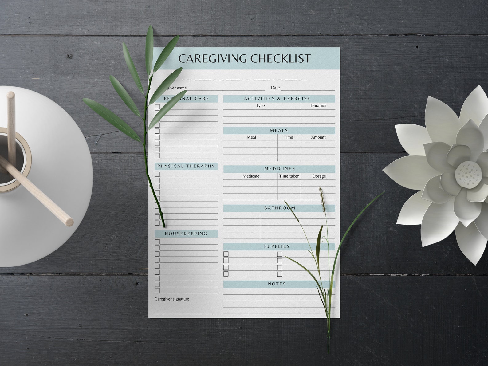Editable Caregiver Checklist Template, Caregiver Daily Log, in Home ...