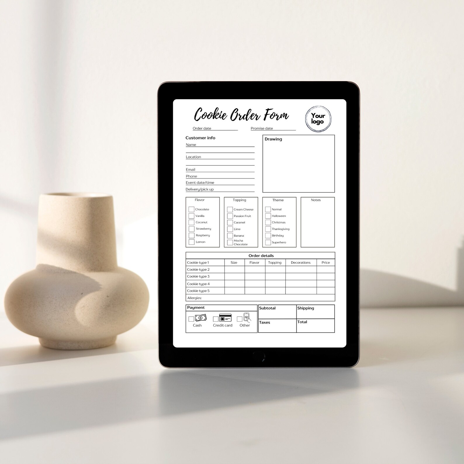Editable Cookie Order Form Template, Printable Bakery Order Form - A4 ...