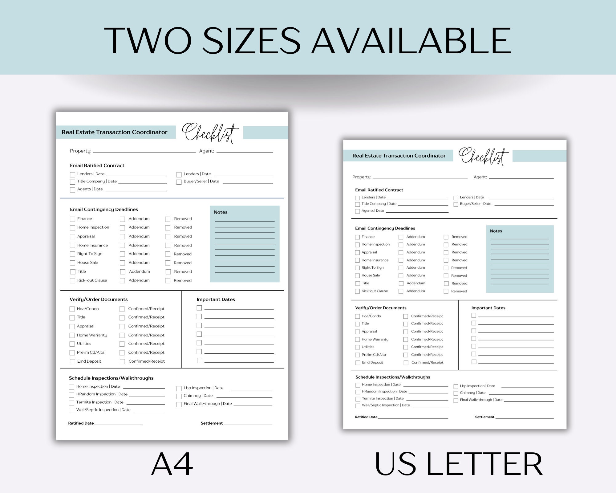 Real Estate Transaction Checklist Template - Editable and Printable - Etsy