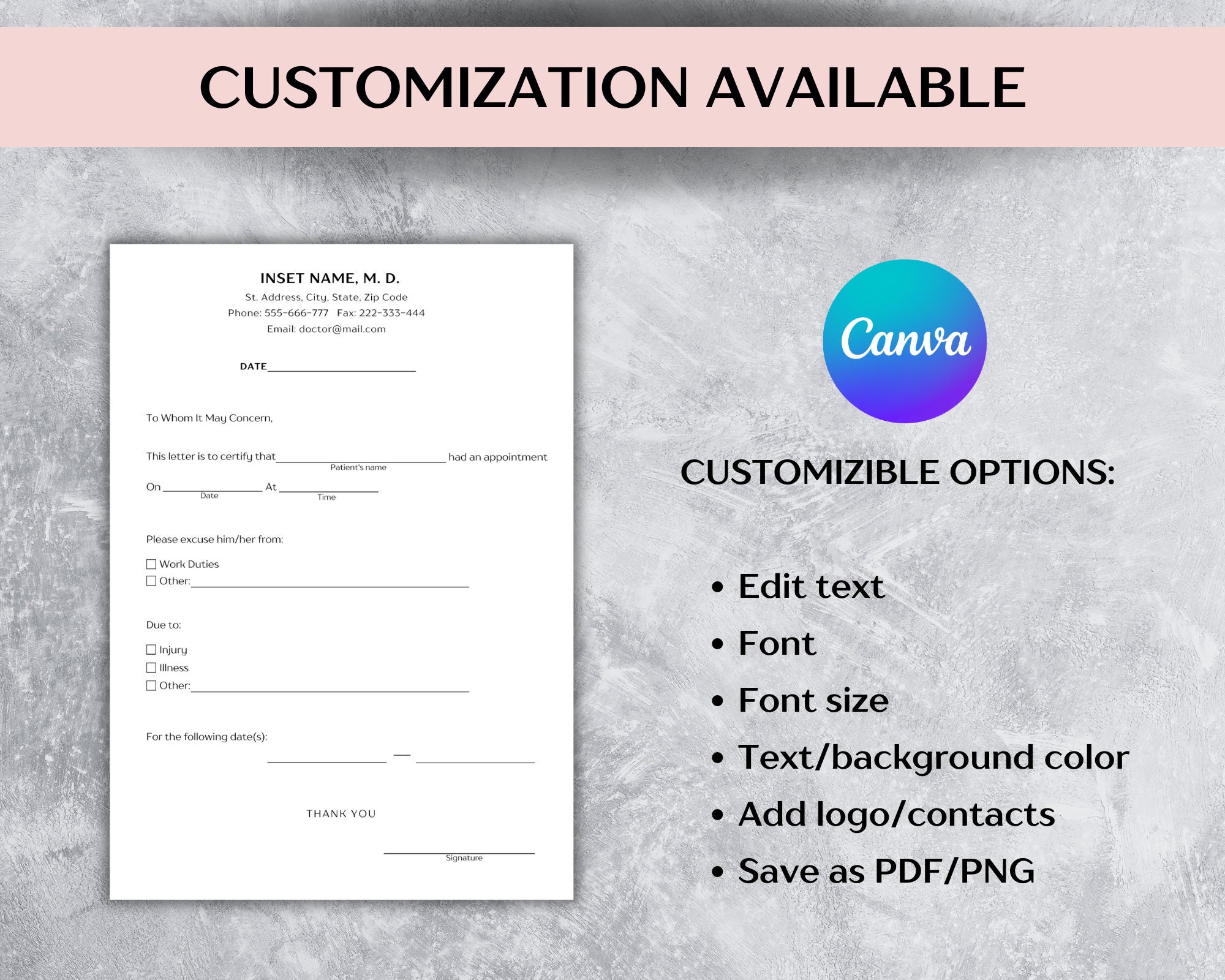 Fake Doctors Note Template, Editable Doctors Excuse Note, Excuse ...