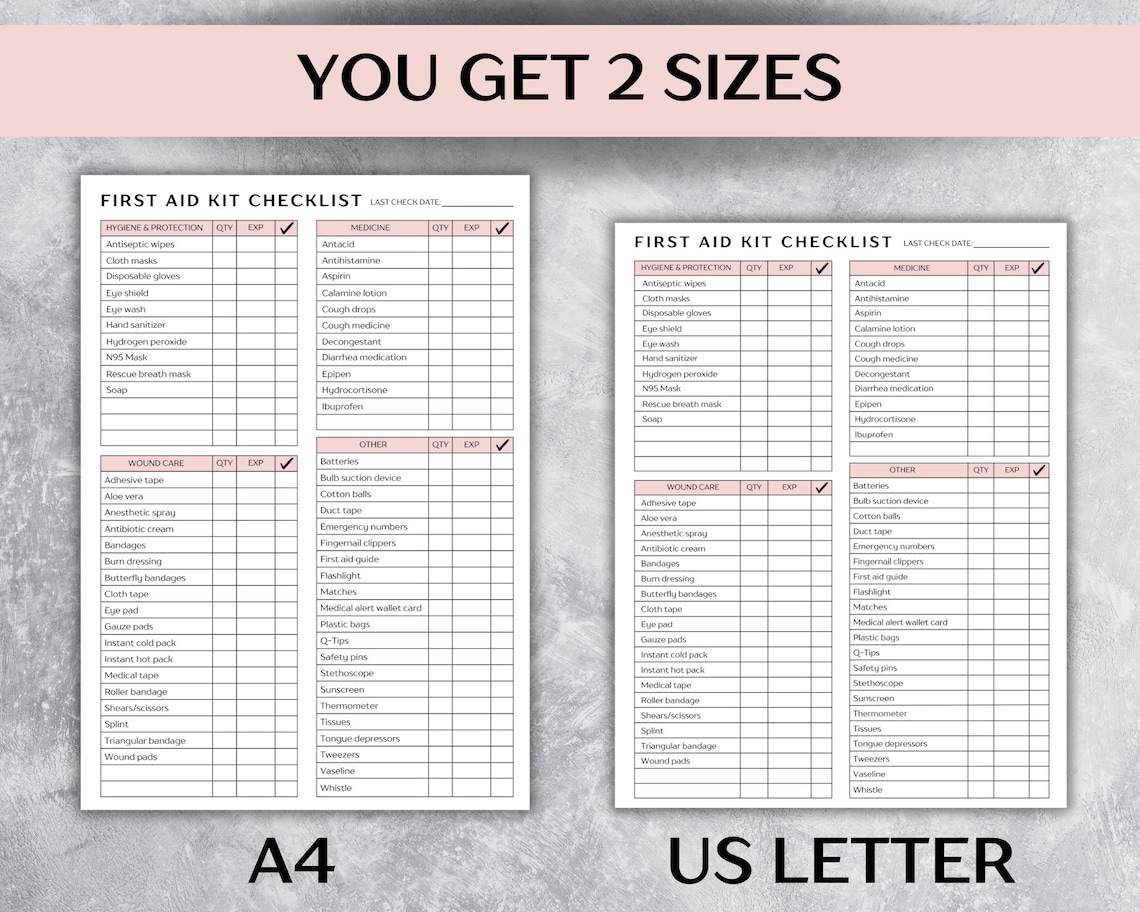 First Aid Kit Checklist Printable: Medicine & Emergency Supplies - PDF ...