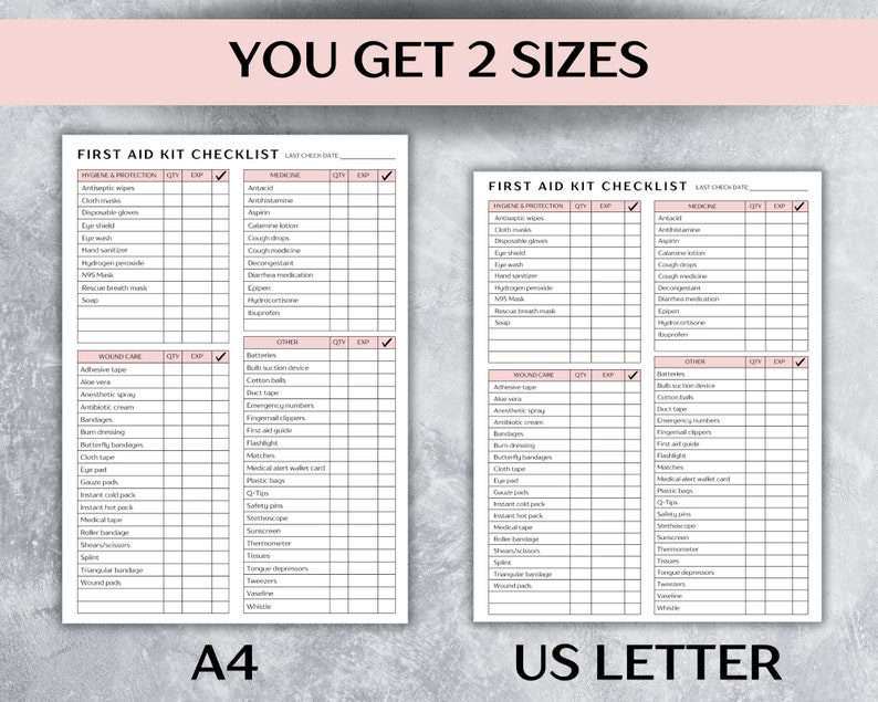 First Aid Kit Checklist Printable: Medicine & Emergency Supplies - PDF ...