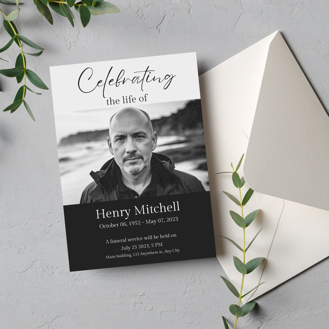 Male Obituary Template, Funeral Program for Men, Celebration of Life ...