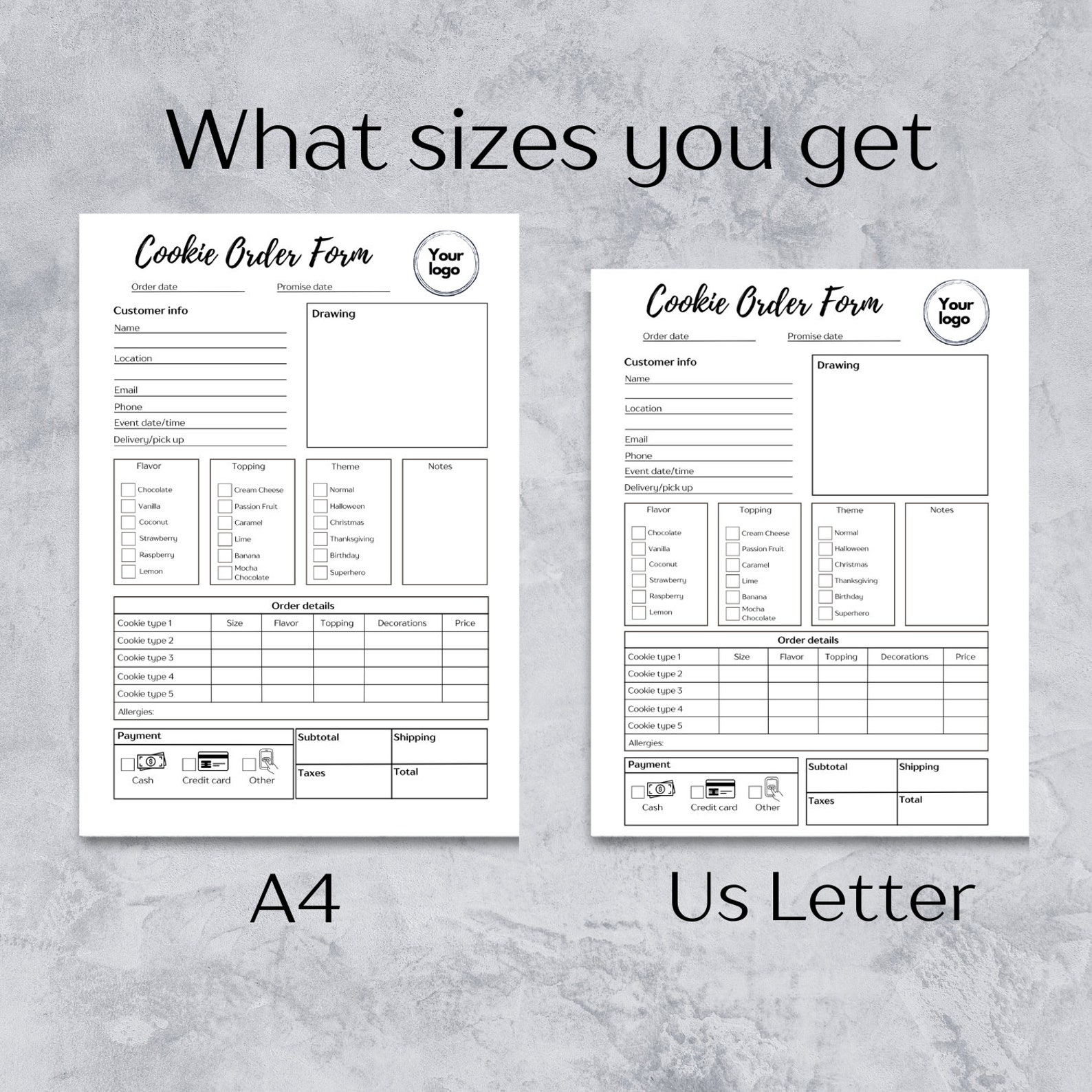 Editable Cookie Order Form Template, Printable Bakery Order Form - A4 ...