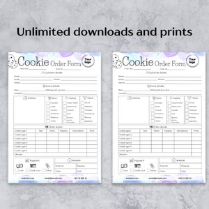 Printable Cookie Order Form Template, Editable Bakery Order Form - A4 ...