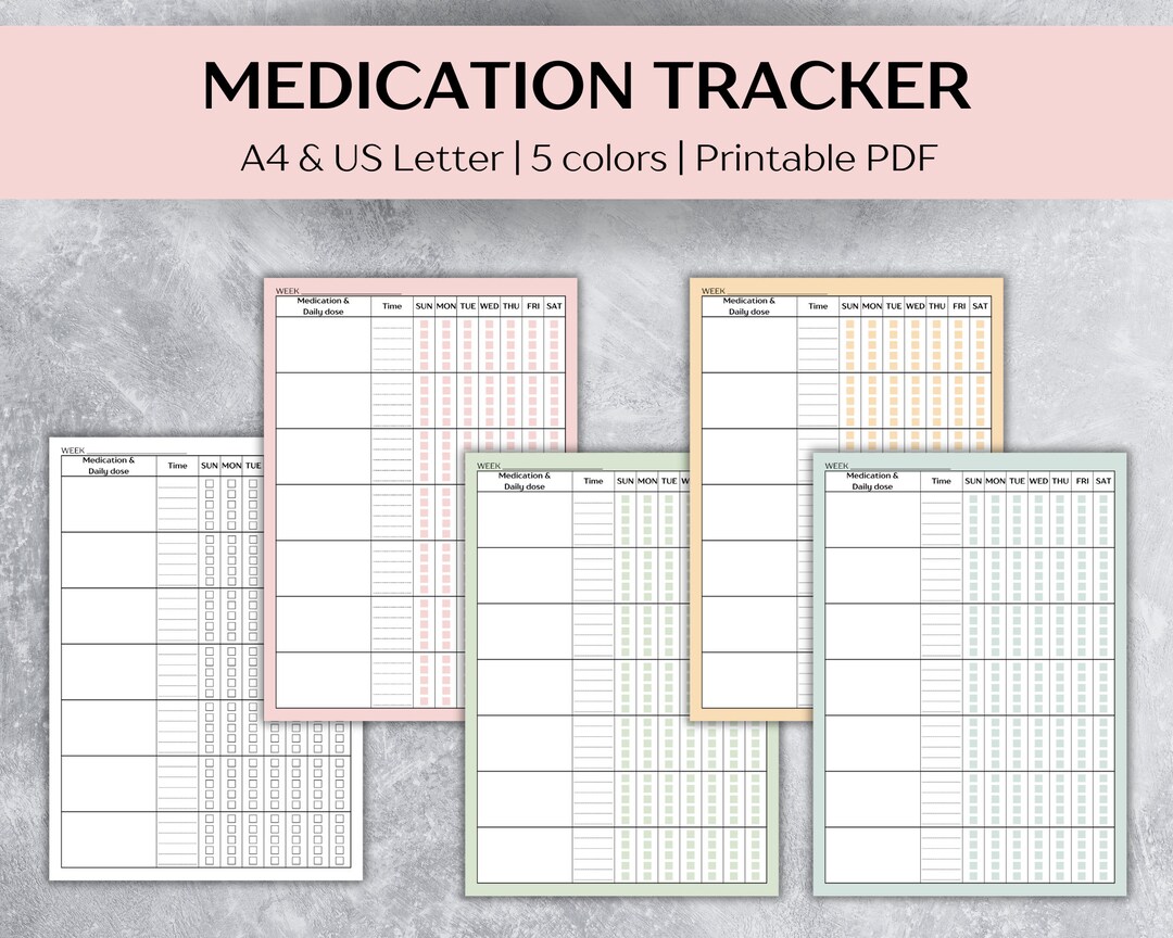 Daily Medication Tracker Printable, Weekly Medication Check Log, Med ...