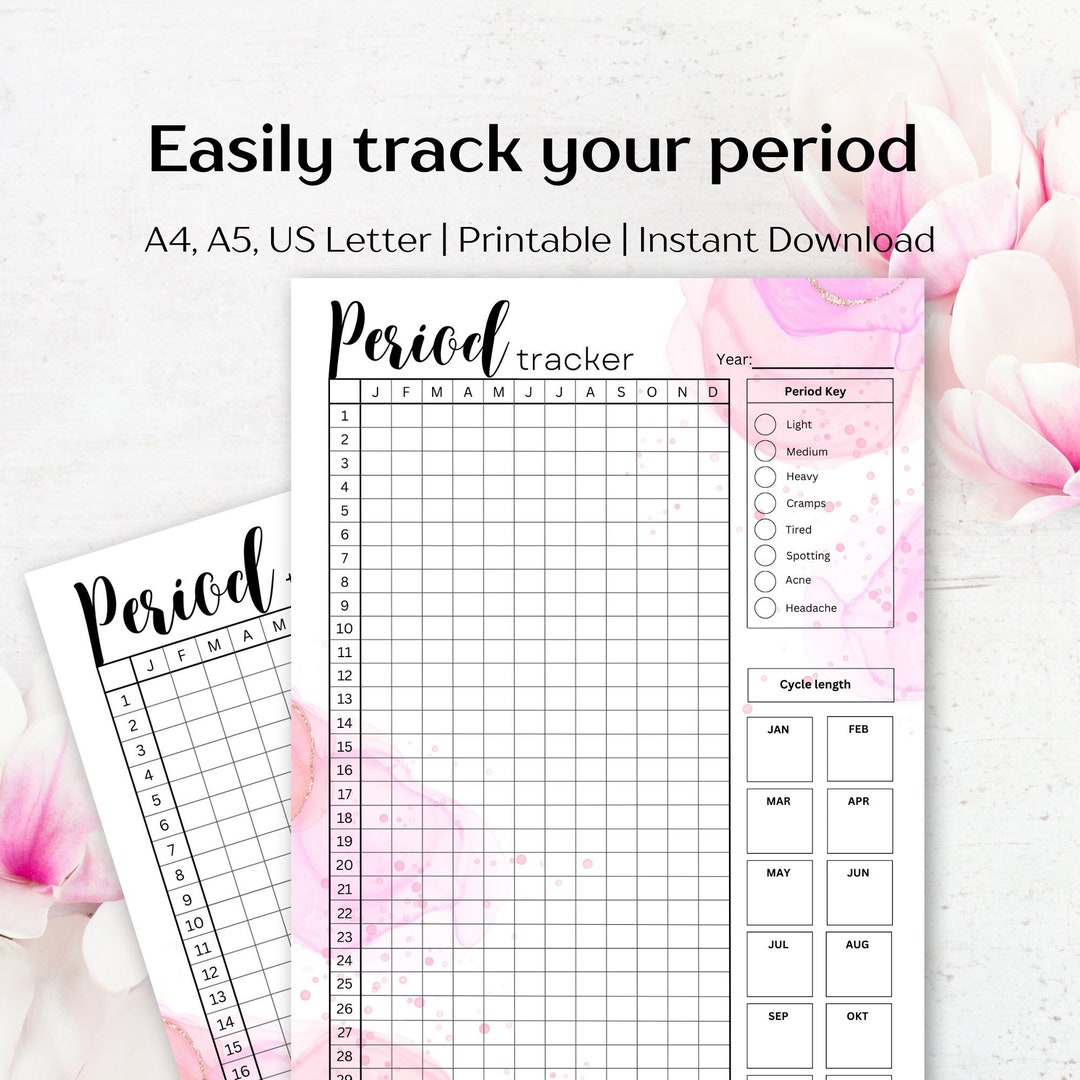 Period Tracker Printable, Menstrual Tracker, Period Calendar, Period ...