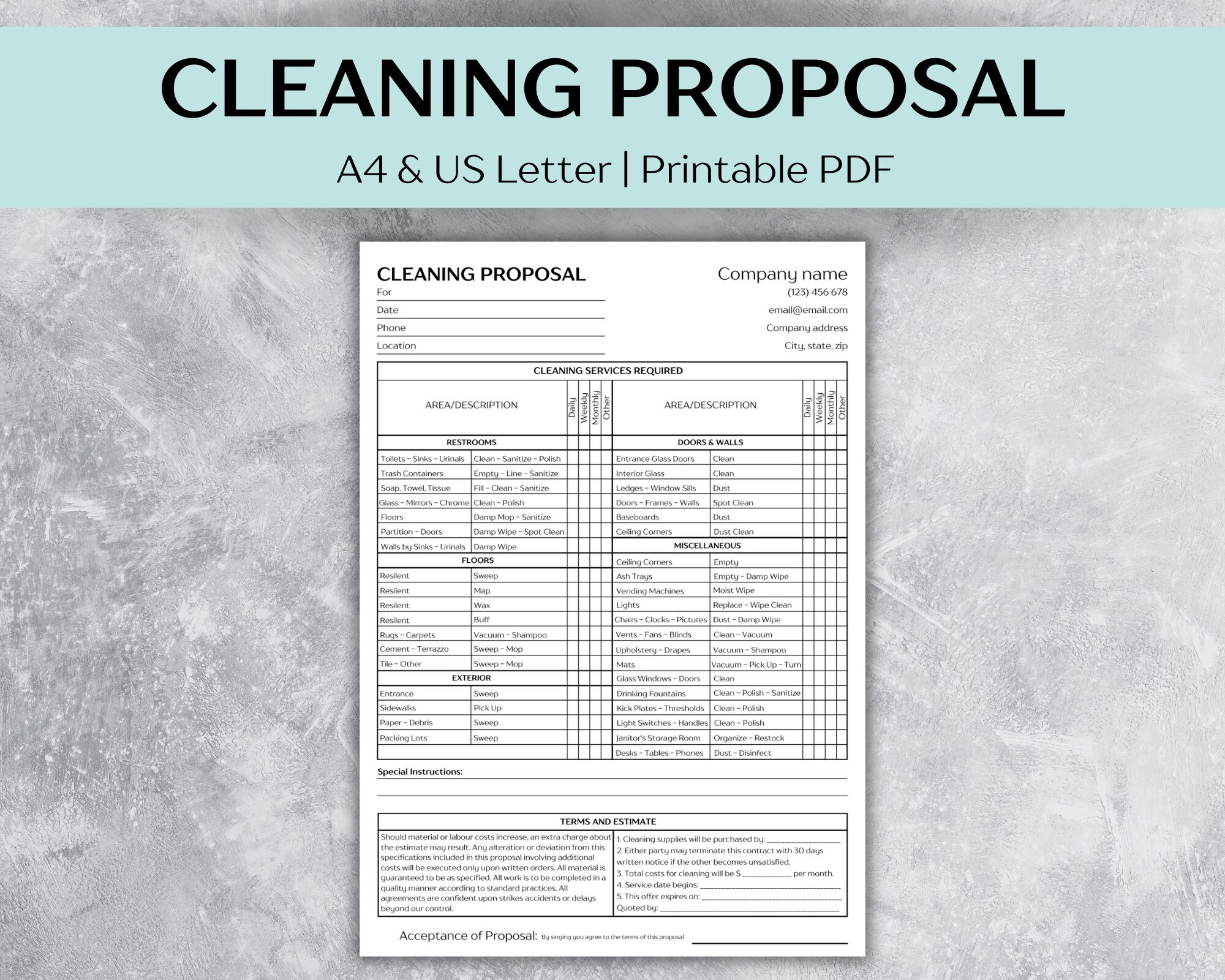 Commercial Cleaning Proposal Template: Office Cleaning Contract - US ...