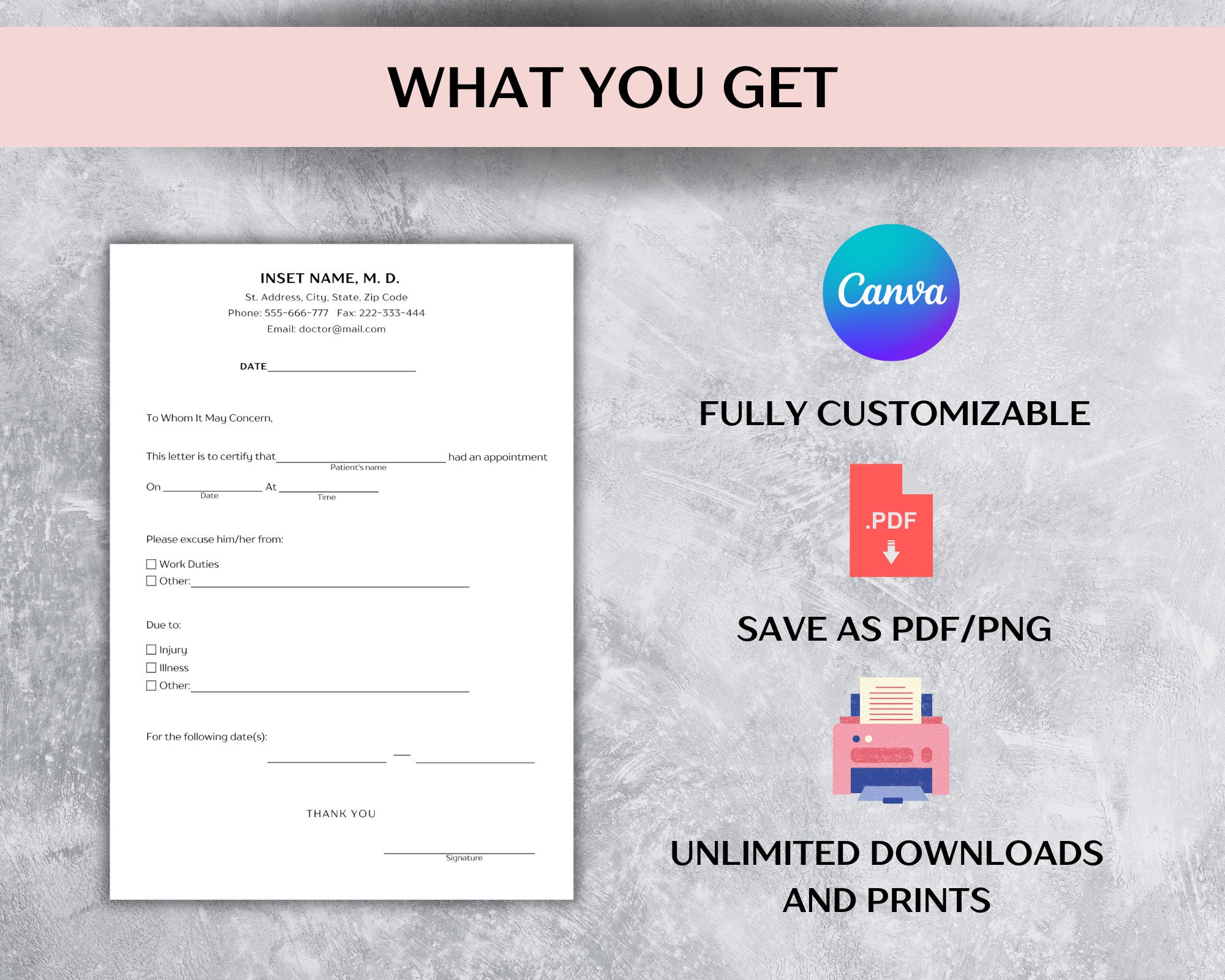 Fake Doctors Note Template, Editable Doctors Excuse Note, Excuse ...