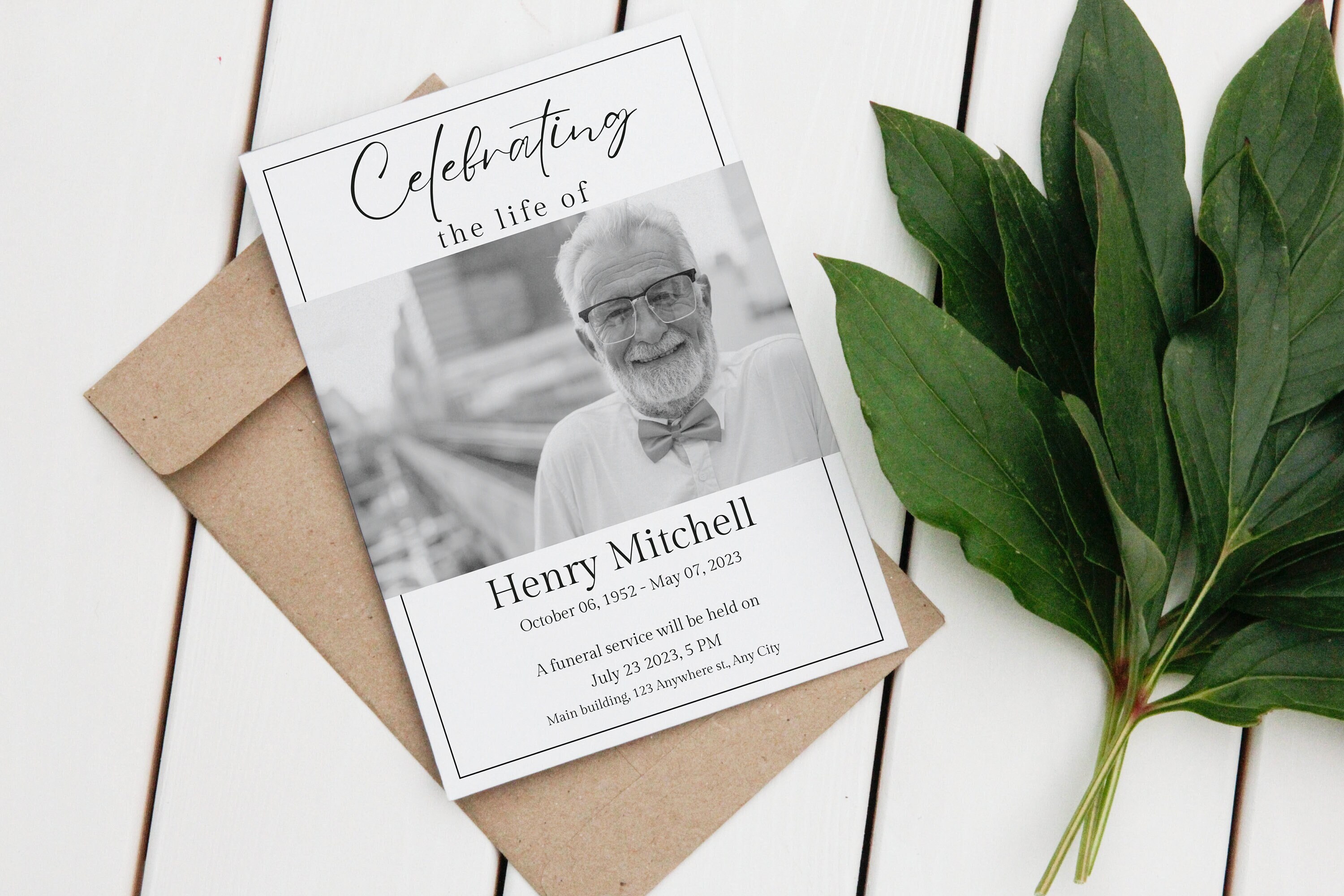 Funeral Program Template for Man Obituary Template Memorial - Etsy