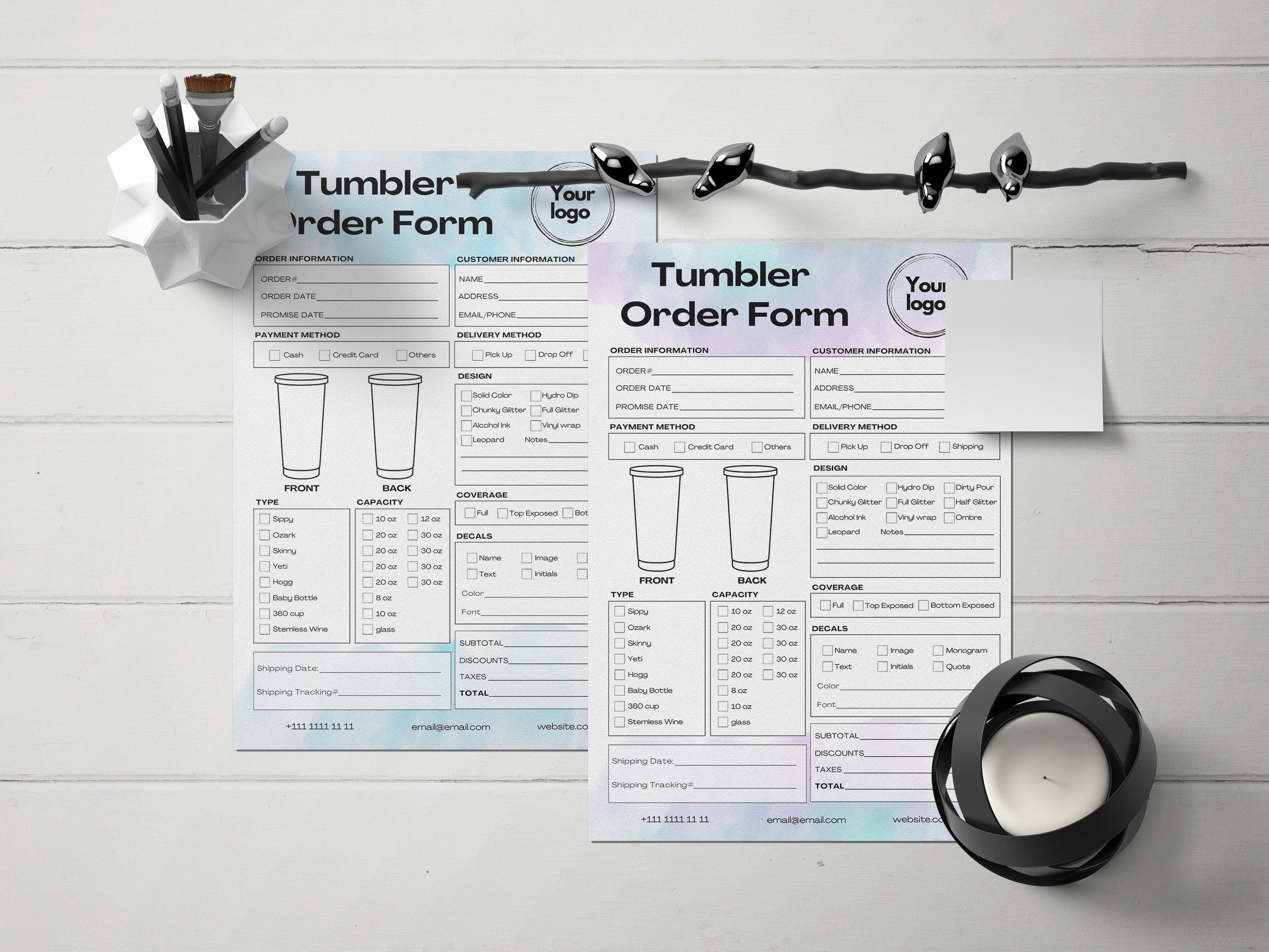 5 Custom Tumbler Order Form Templates Editable and Printable - Etsy
