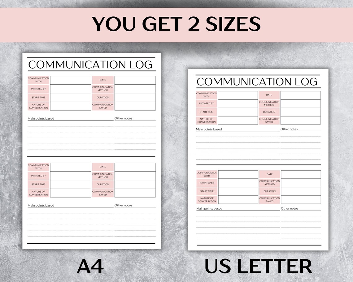Client Communication Log, Call Log Template, Phone Call Tracker ...