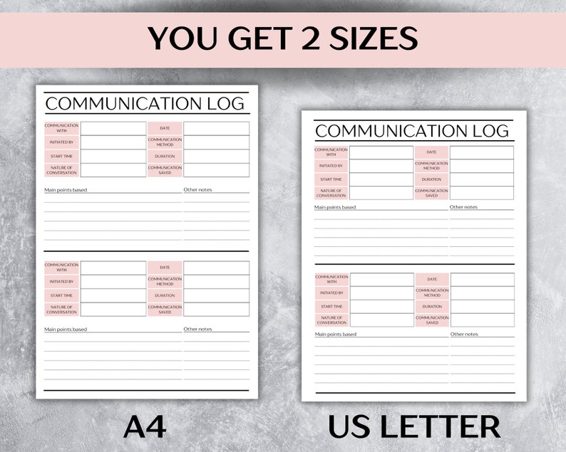 Client Communication Log, Call Log Template, Phone Call Tracker ...