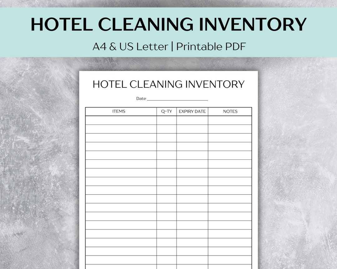 Printable Hotel Cleaning Inventory Tracker, Cleaning List, Cleaning ...