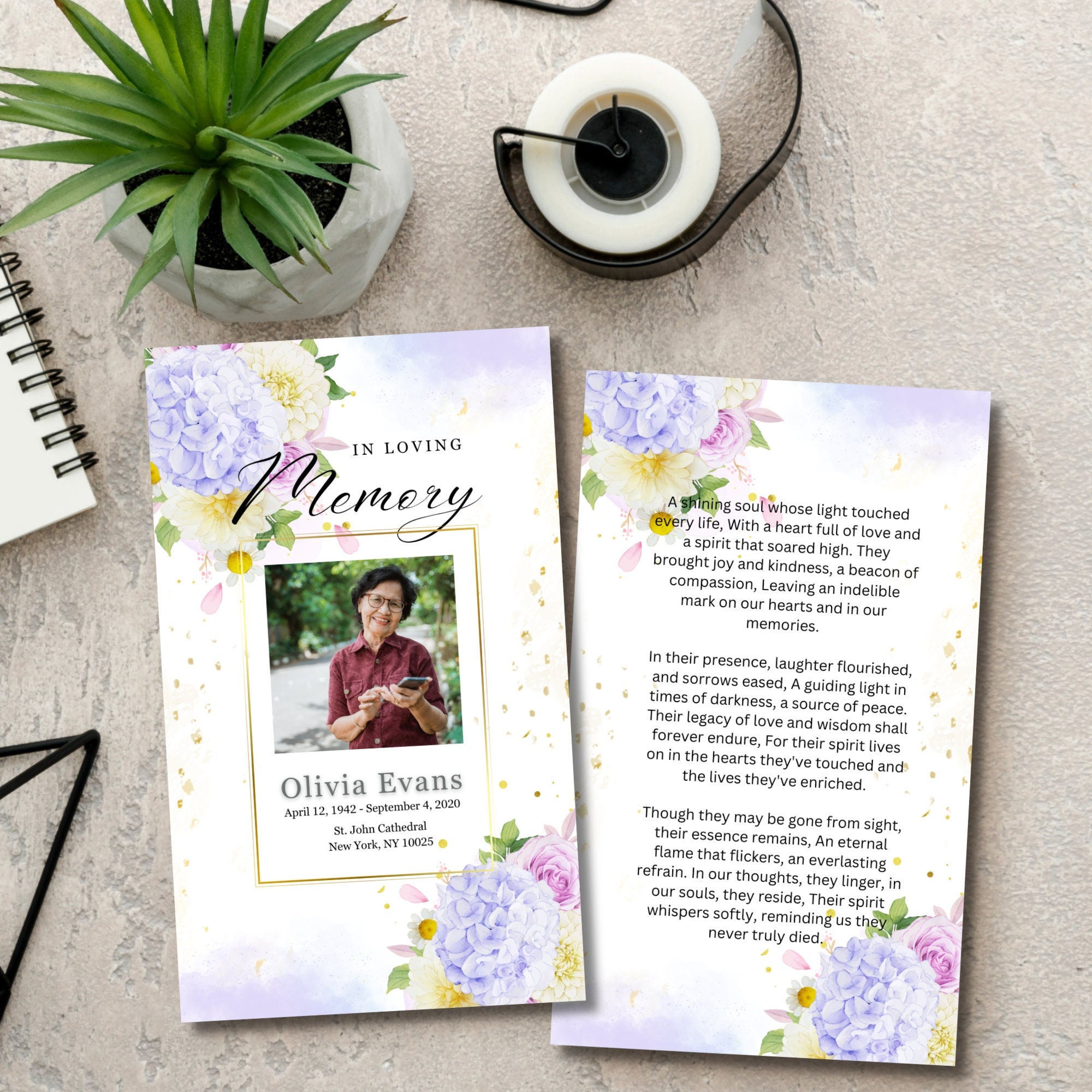 Funeral Prayer Card Template, Memorial Card, Funeral Memory Cards ...