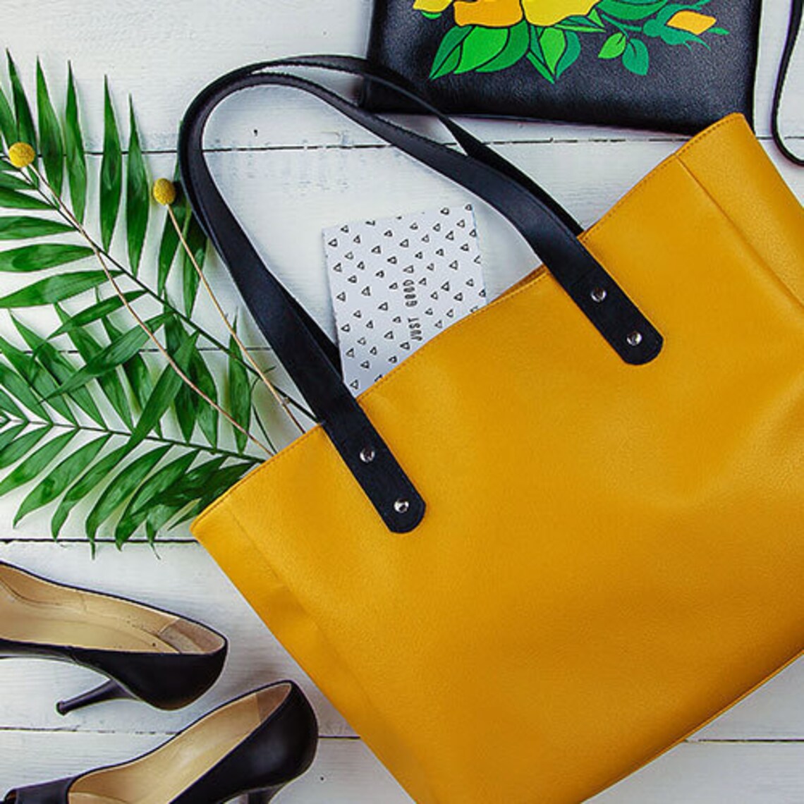 Yellow Laptop Tote Bag for Women Leather Tote bag Shoulder | Etsy