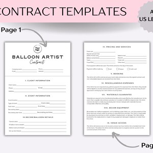 Balloon Decor Contract Template, Event & Party Order Form, Digital ...