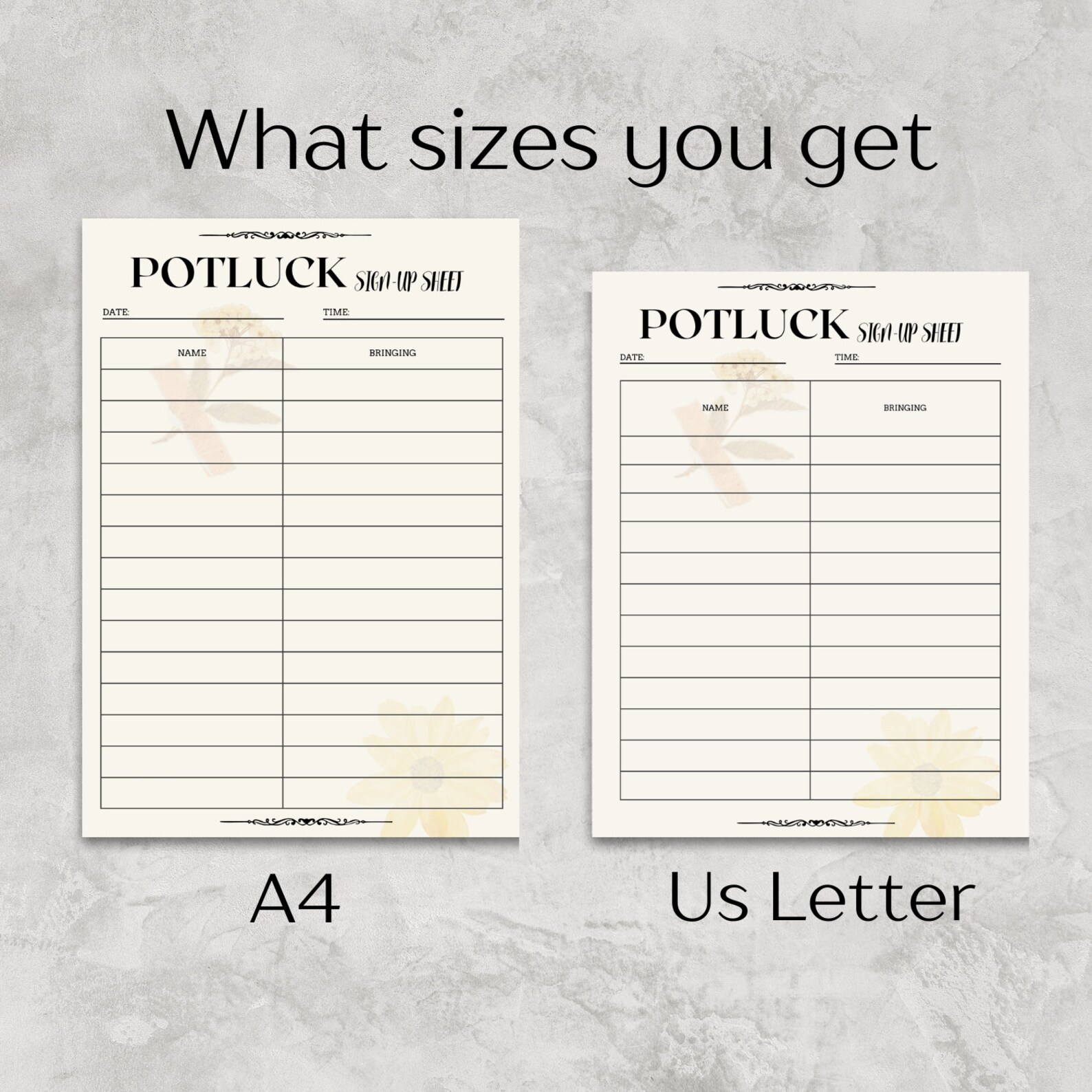 Editable Potluck Sign up Sheet A4, US Letter, Fillable and Printable - Etsy