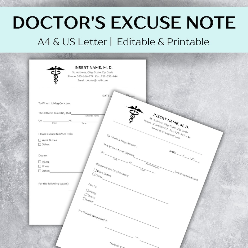 Dr Excuse Template - Etsy