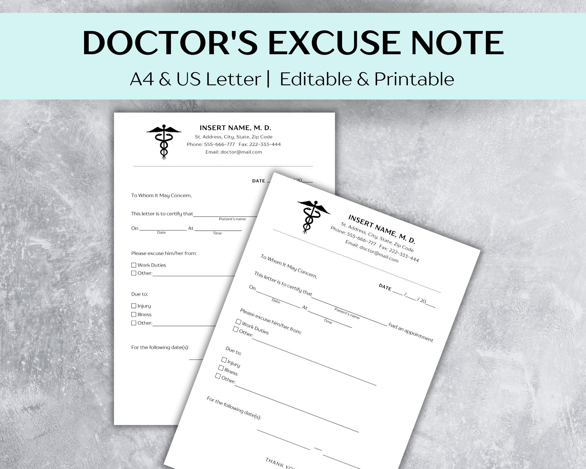Fake Doctors Note, Doctors Excuse Note Template, Excuse Medical ...