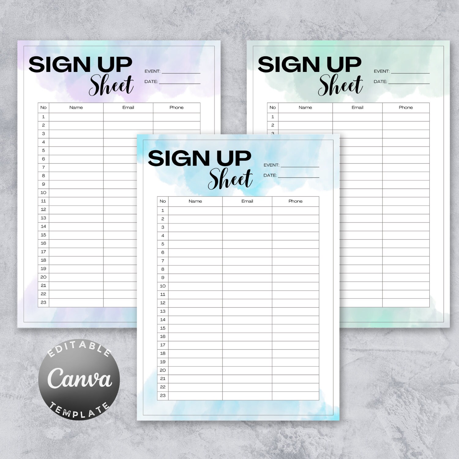 Editable Sign up Sheet Printable Sign in Sheet Contact Sheet - Etsy