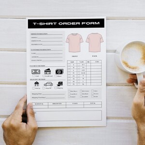 Editable T-shirt Order Form Template - Printable A4/US Letter, Instant ...