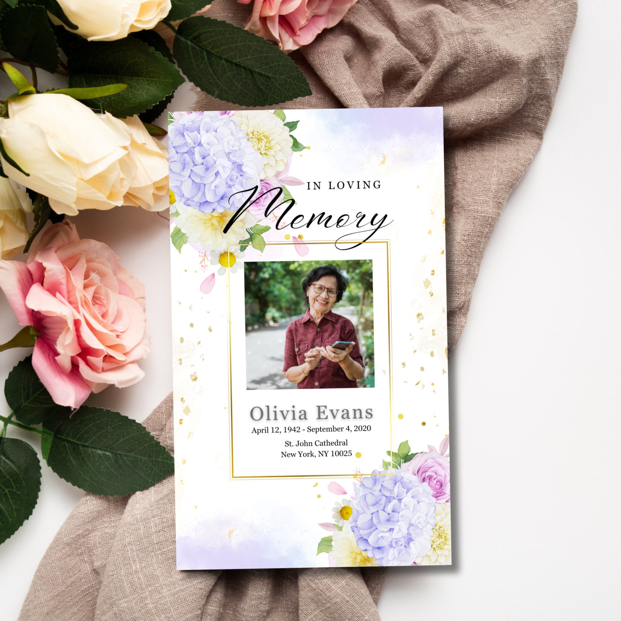 Funeral Prayer Card Template, Memorial Card, Funeral Memory Cards ...