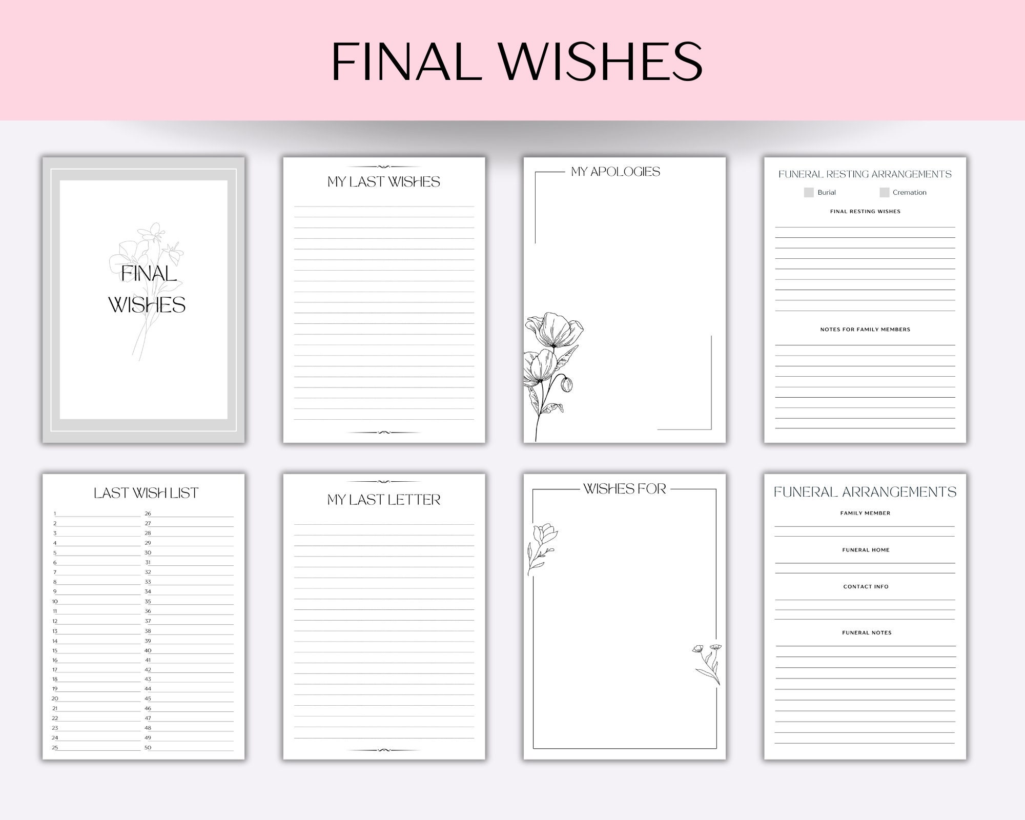 End of Life Planner Printable: Emergency Binder - PDF US Letter, A4 - Etsy