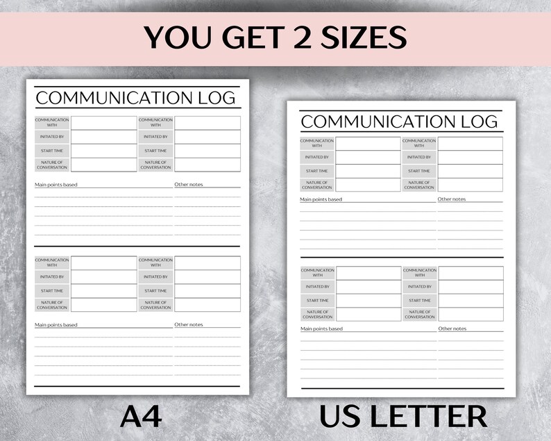Client Communication Log, Parent Communication Log, Call Log Template ...