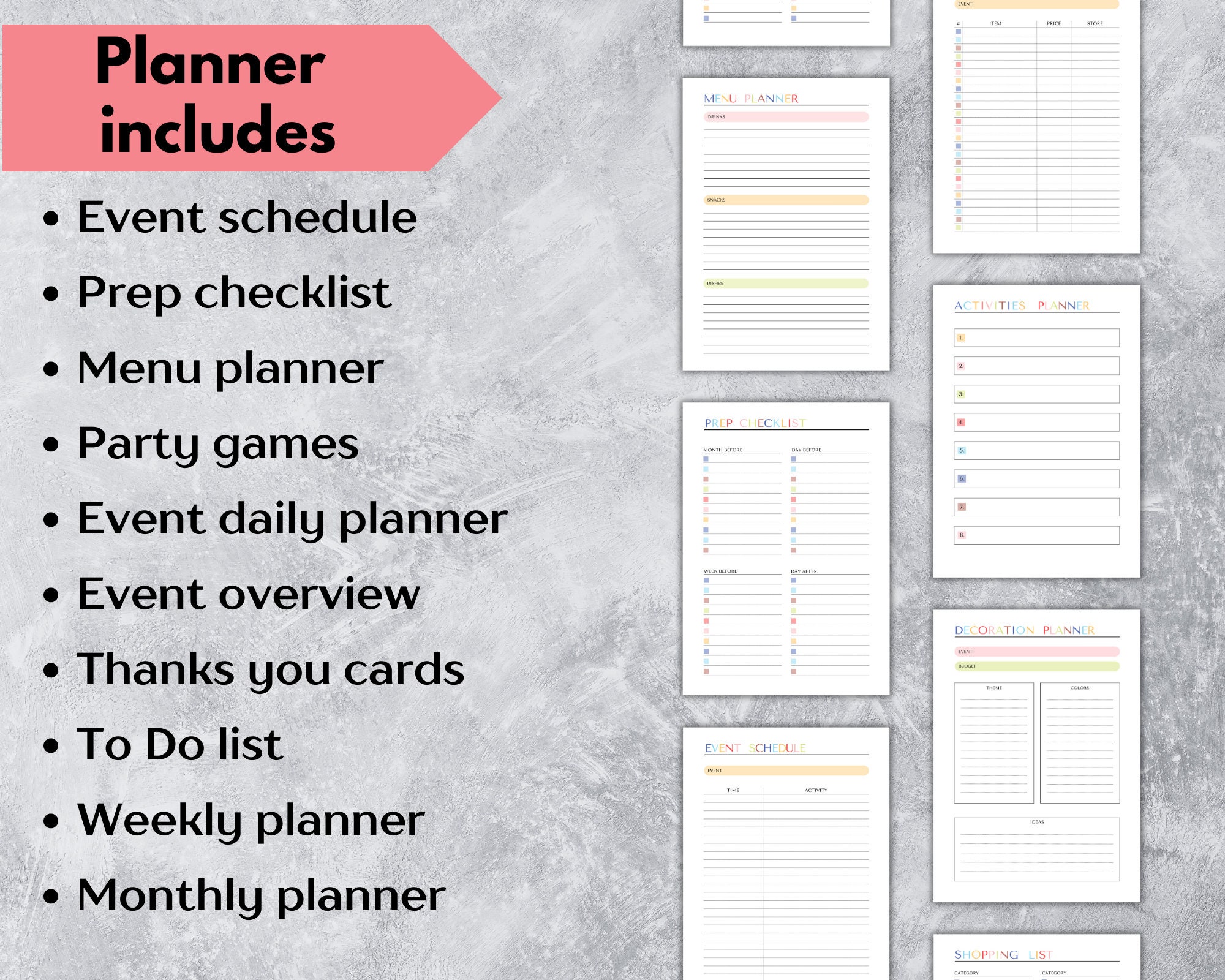 Digital Event Planner, Printable Party Planner, Event Planning Template ...
