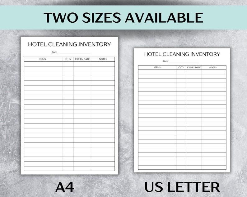 Printable Hotel Cleaning Inventory Tracker, Cleaning List, Cleaning ...