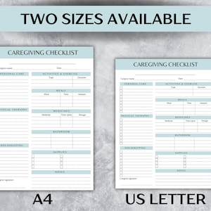 Editable Caregiver Checklist Template, Caregiver Daily Log, in Home ...