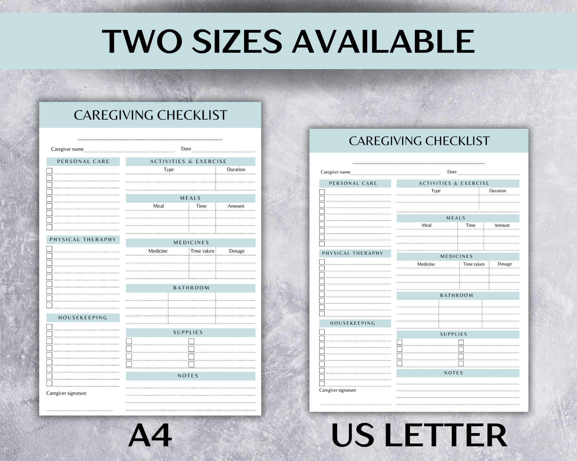 Editable Caregiver Checklist Template, Caregiver Daily Log, in Home ...