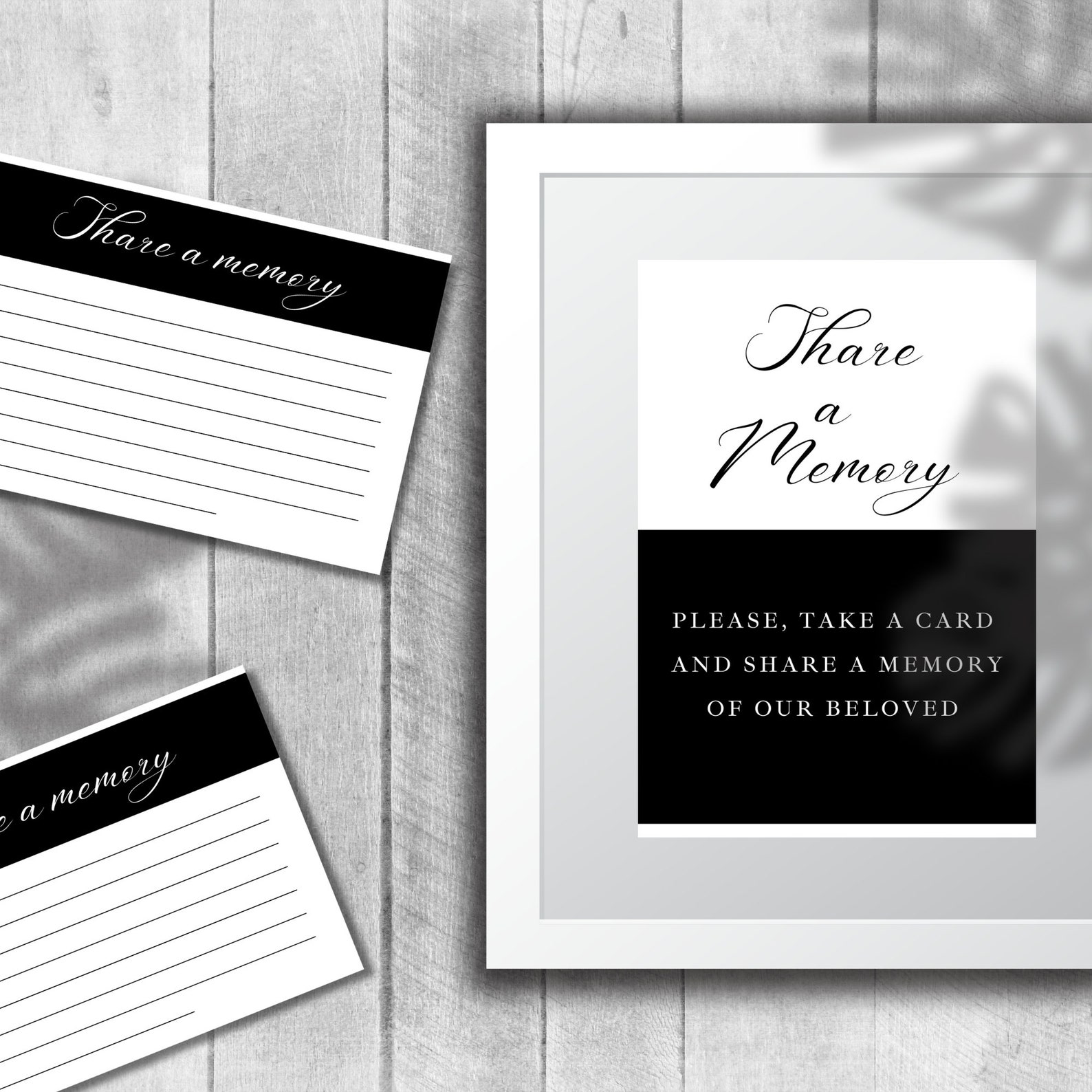 Please Share a Memory Table Sign & Card, Funeral Memory Cards, Memorial ...