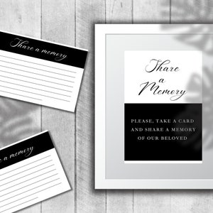 Please Share a Memory Table Sign & Card, Funeral Memory Cards, Memorial ...