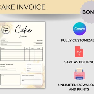 Wedding Cake Order Form and Invoice Template, Bakery Cake Order Form ...