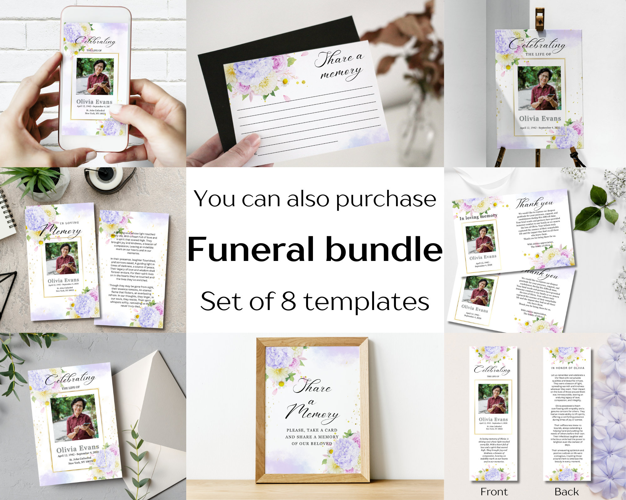 Funeral Prayer Card Template, Memorial Card, Funeral Memory Cards ...