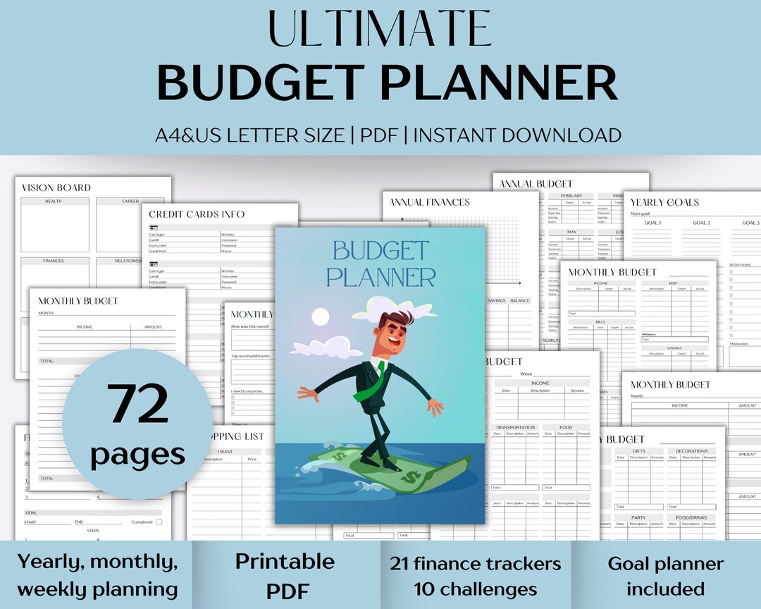 Budget Planner Printable, Monthly and Weekly Finance Planner, Financial ...