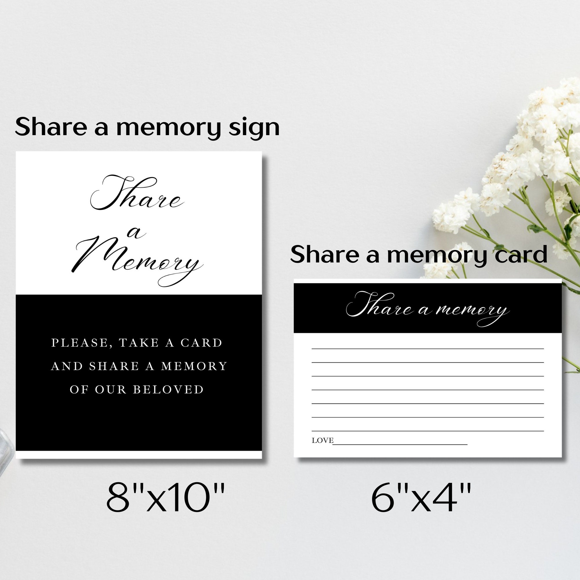 Please Share a Memory Table Sign & Card, Funeral Memory Cards, Memorial ...